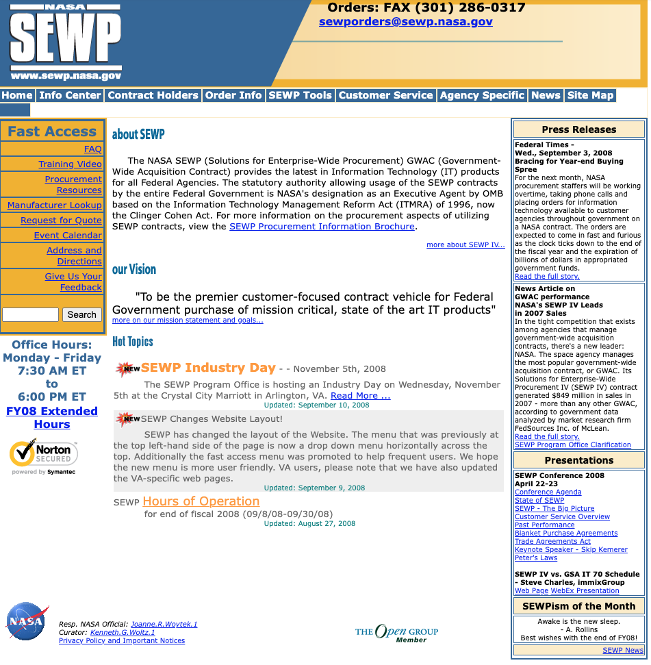 A Brief History of the NASA SEWP Contract