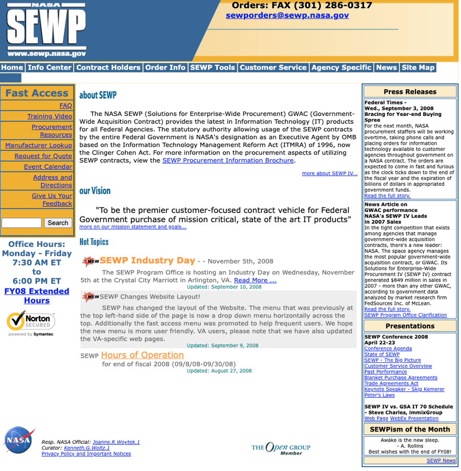 A Brief History of the NASA SEWP Contract