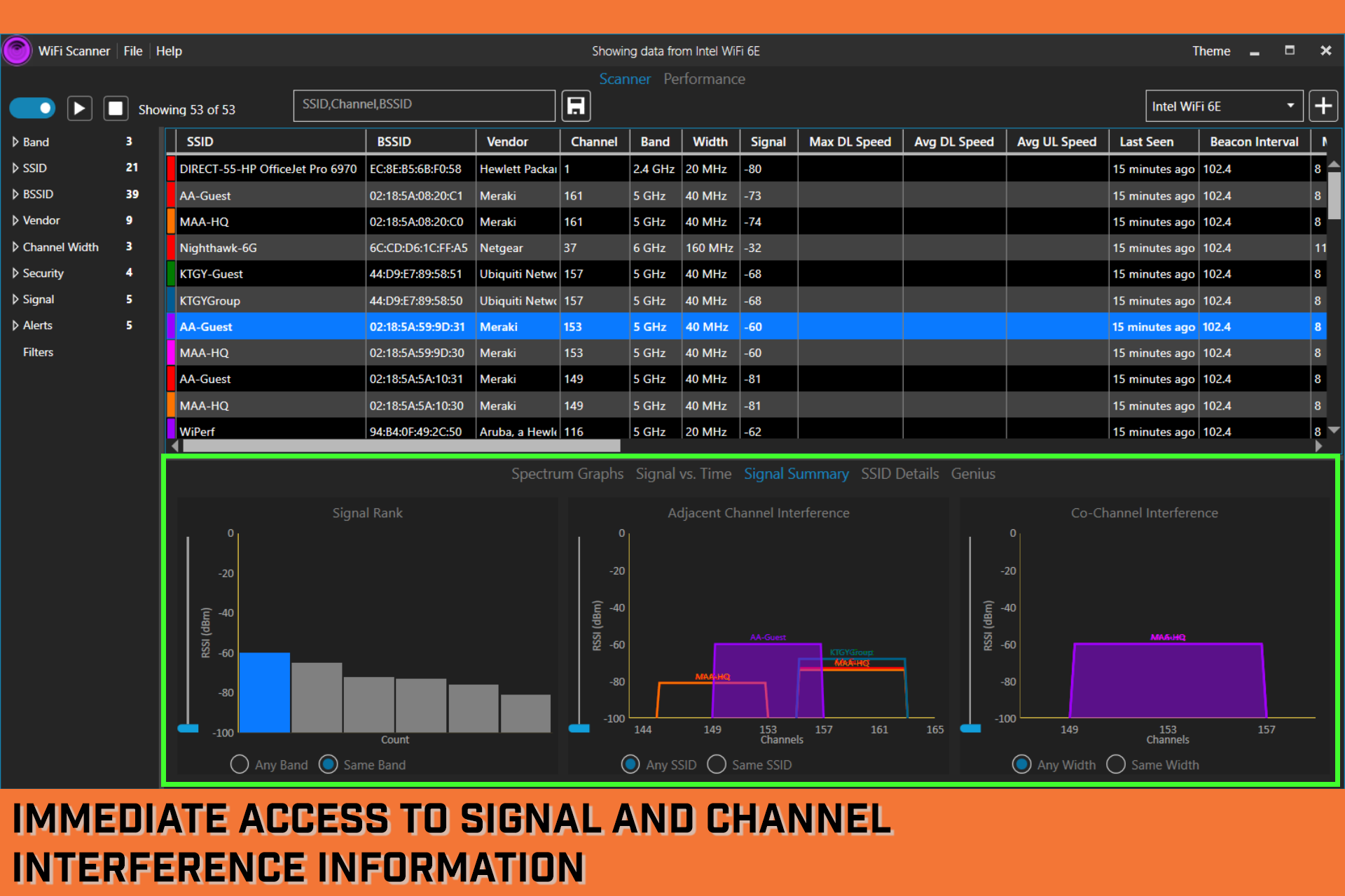 WiFi Scanner for Windows 10, Windows 11, 6E / 6 GHz | AccessAgility